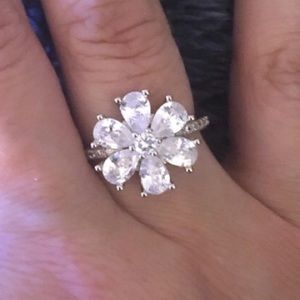 Jewelry | 5beautiful Sterling Silver Crystal Flower Ring | Poshmark